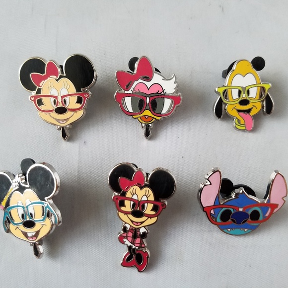 Disney | Other | Disney Trading Pins Nerd Glasses Set Of 6 | Poshmark